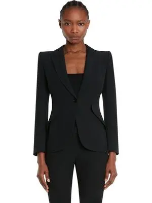 Alexander McQueen Peak Shoulder Leaf Crepe Jacket - Black