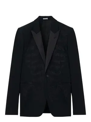 Alexander McQueen Lace Ribcage Embroidery Single-breasted Jacket - Black