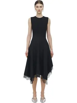 Alexander McQueen Lace Detail Asymmetric Dress - Black