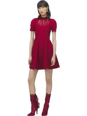Alexander McQueen Lace Panel Mini Dress - Crimson