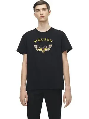 Alexander McQueen Moth Embroidery Logo T-shirt - Black/yellow