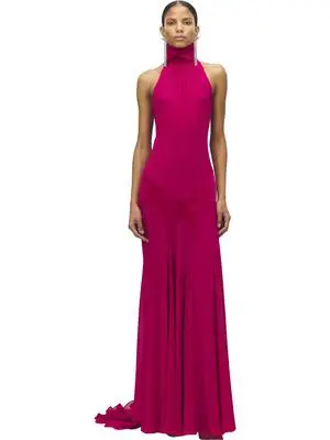Alexander McQueen Silk Georgette Evening Dress - Fuchsia