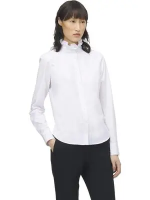 Alexander McQueen Ruffle Neck Poplin Shirt - Optical White