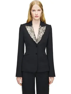 Alexander McQueen Chain Mail Embroidery Single-breasted Jacket - Black