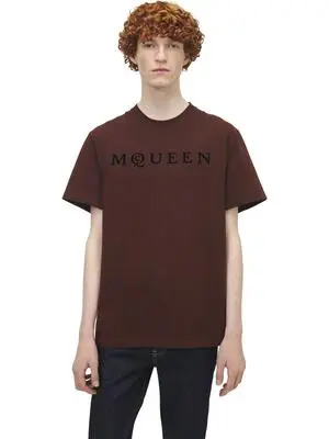Alexander McQueen Flocked Logo T-shirt - Deep Red