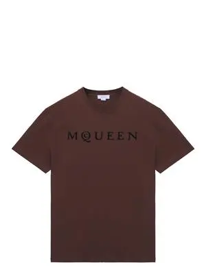 Alexander McQueen Flocked Logo T-shirt - Deep Red