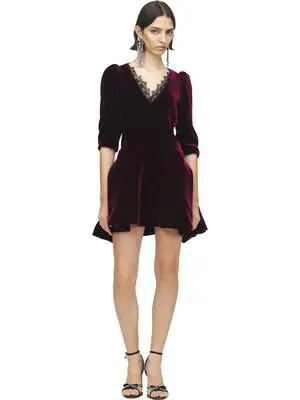 Alexander McQueen Velvet Mini Dress - Deep Red