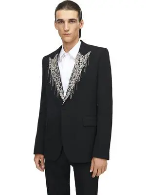Alexander McQueen Crystal-embellished Single-breasted Jacket - Black