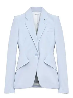 Alexander McQueen Single-Breasted Leaf Crepe Jacket Light Blue