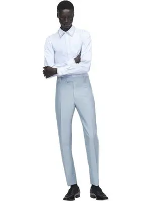Alexander McQueen Wool Mohair Tuxedo Trousers - Light Blue