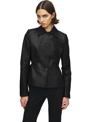Alexander McQueen Leather Peplum Jacket - Black