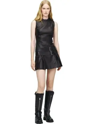 Alexander McQueen Leather Double Belt Mini Dress - Black