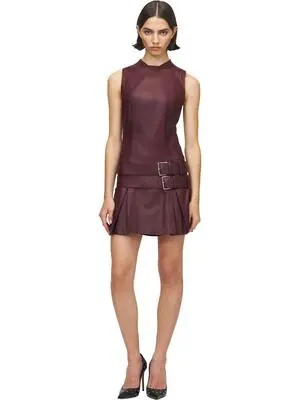 Alexander McQueen Leather Double Belt Mini Dress - Dark Red