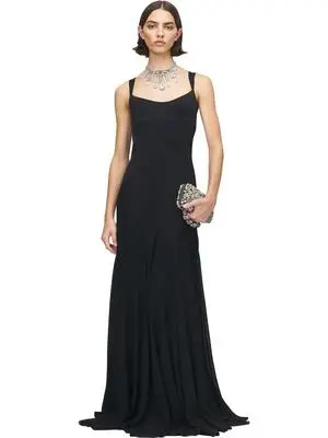 Alexander McQueen Satin Evening Dress - Black