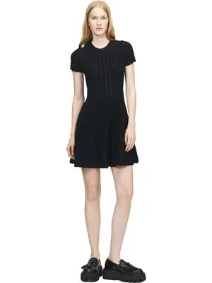 Alexander McQueen Chenille Stripe Mini Dress - Black
