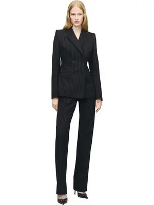 Alexander McQueen Pinstriped Tailored Trousers - Black