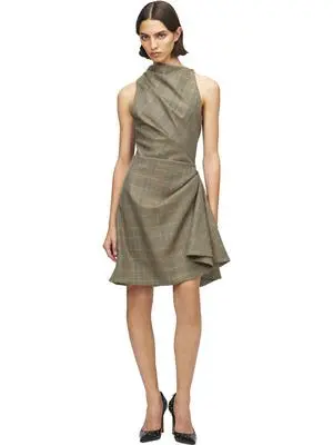 Alexander McQueen Country Check Asymmetric Mini Dress - Brown