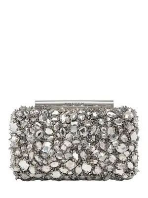 Alexander McQueen Crystal Embroidery T-bar Box Clutch - Silver