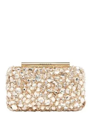 Alexander McQueen Crystal-embellished T-bar Box Clutch - Pale Gold
