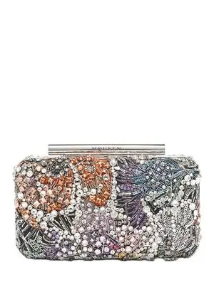 Alexander McQueen Smashed Floral Embroidery T-Bar Box Clutch Multicolor