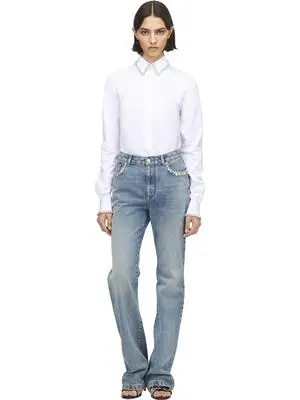 Alexander McQueen Crystal-embellished Straight-leg Jeans - Washed Blue