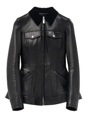 Alexander McQueen Peplum Leather Jacket - Black