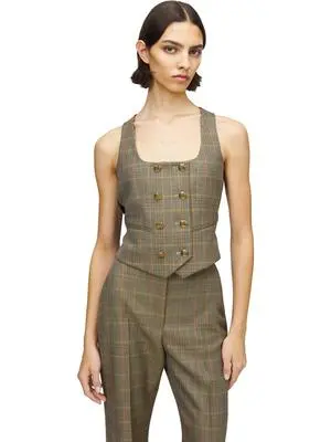 Alexander McQueen Country Check Double-breasted Waistcoat - Brown