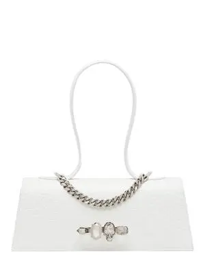 Alexander McQueen Jewelled Top Handle Bag - White