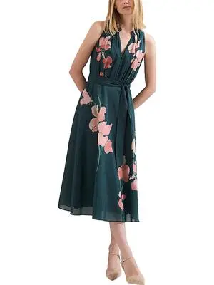 PHASE EIGHT Lucinda Button Front Floral Dress - Teal