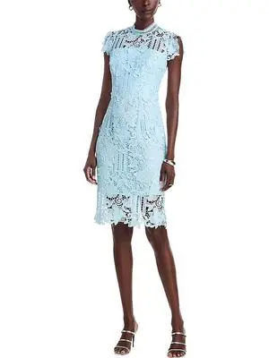 Eliza J Mock Neck Sheath Dress - Blue