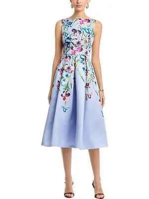 Eliza J Sleeveless Boat Neck Midi Dress - Periwinkle Multi