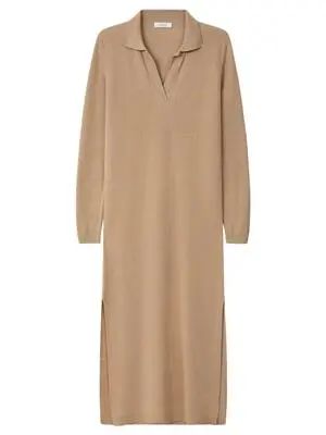 CASASOLA Daria Linen Knit Midi Dress - Camel