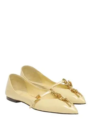 Balmain Shiny Sync Ballet Flats - Yellow