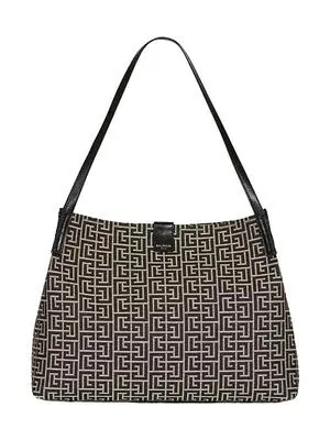 Balmain Monogram Jacquard Medium Release Shopper Bag - Black