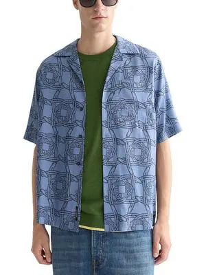 Scotch & Soda Printed Tencel Relaxed Fit Short Sleeve Shirt - Horseshoes