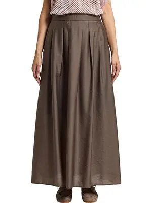 Peserico Pleated Maxi Skirt - Brown Bark