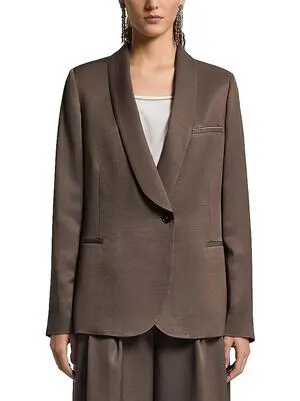 Peserico Shawl Lapel Single-button Blazer - Brown Bark