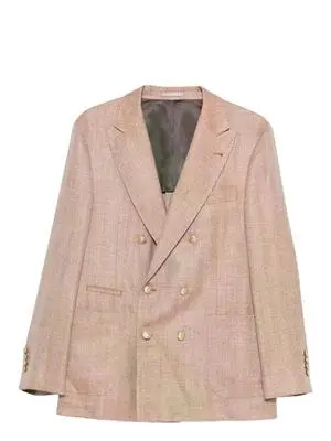 Brunello Cucinelli Herringbone Double-breasted Jacket - Brown