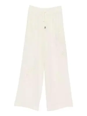 Ermanno Scervino Floral-embroidered Wide Leg Trousers - Neutrals