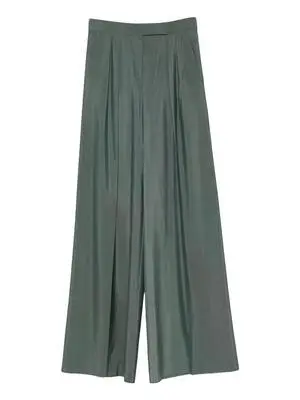 Max Mara Wide Leg Pleated Trousers - Green