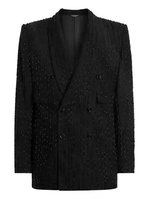 Dolce & Gabbana Double-breasted Embellished-stripe Blazer - Black