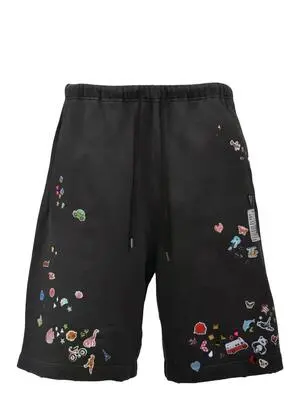 Mihara Yasuhiro Sticker Embellished Shorts - Black