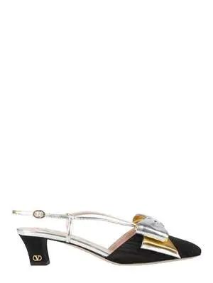 Valentino Garavani Pumps In Leather And Textile Fibers - Black