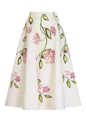 Oscar De La Renta Flower-print Midi Skirt - White