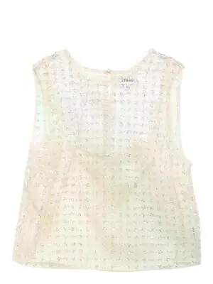 Staud Sequined Tulle Top - Neutrals