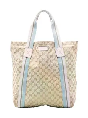 Gucci Gg Canvas Web Tote Bag - Brown