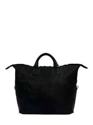 Bottega Veneta Intrecciato Trimmed Nappa Travel Bag - Black