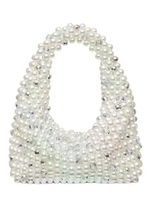 0711 TBILISI Medium Jodie Beaded Clutch - White