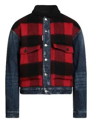 Dsquared2 Denim Trucker Jacket With Flannel Details - Red