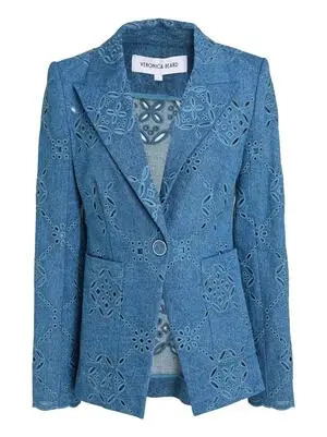 Veronica Beard Naira Broderie Anglaise Denim Blazer - Mid Denim